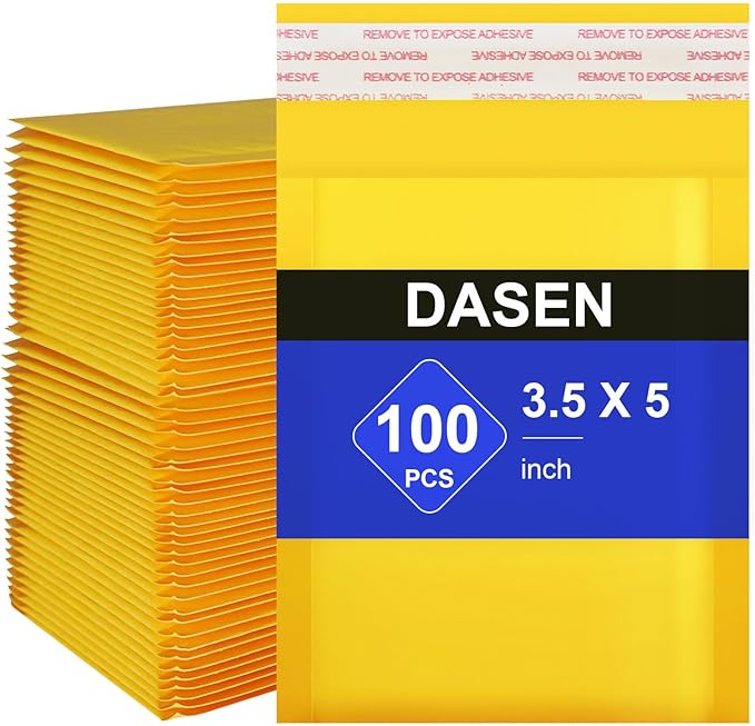 Amazon.com : Dasen Kraft Bubble Mailers 3.5x5 Inch 100 Pcs,Small Self ...