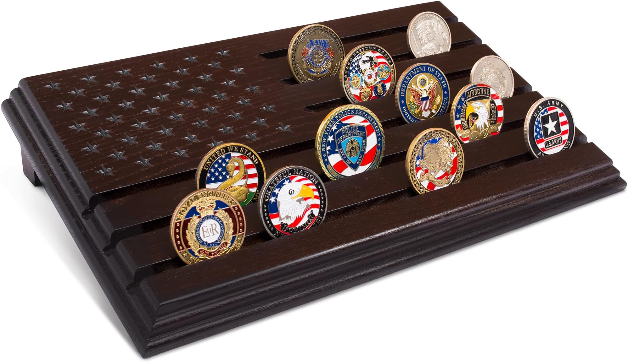 Amazon.com: 6 Rows Coin Holder, American Flag Military Challenge Coin ...