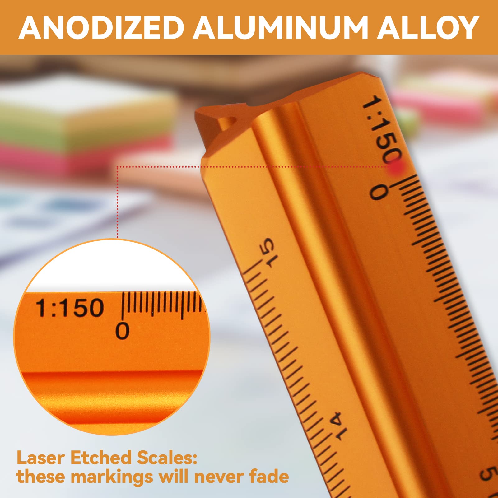 30cm Triangular Scale Ruler, Metal Ruler for Architects, 1:20, 1:25, 1: ...