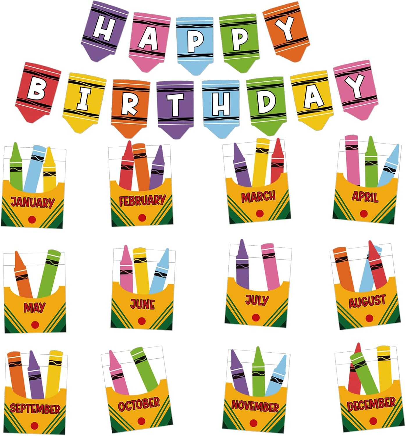 Amazon.com: Happy Birthday Bulletin Board Decorations Set Colorful ...