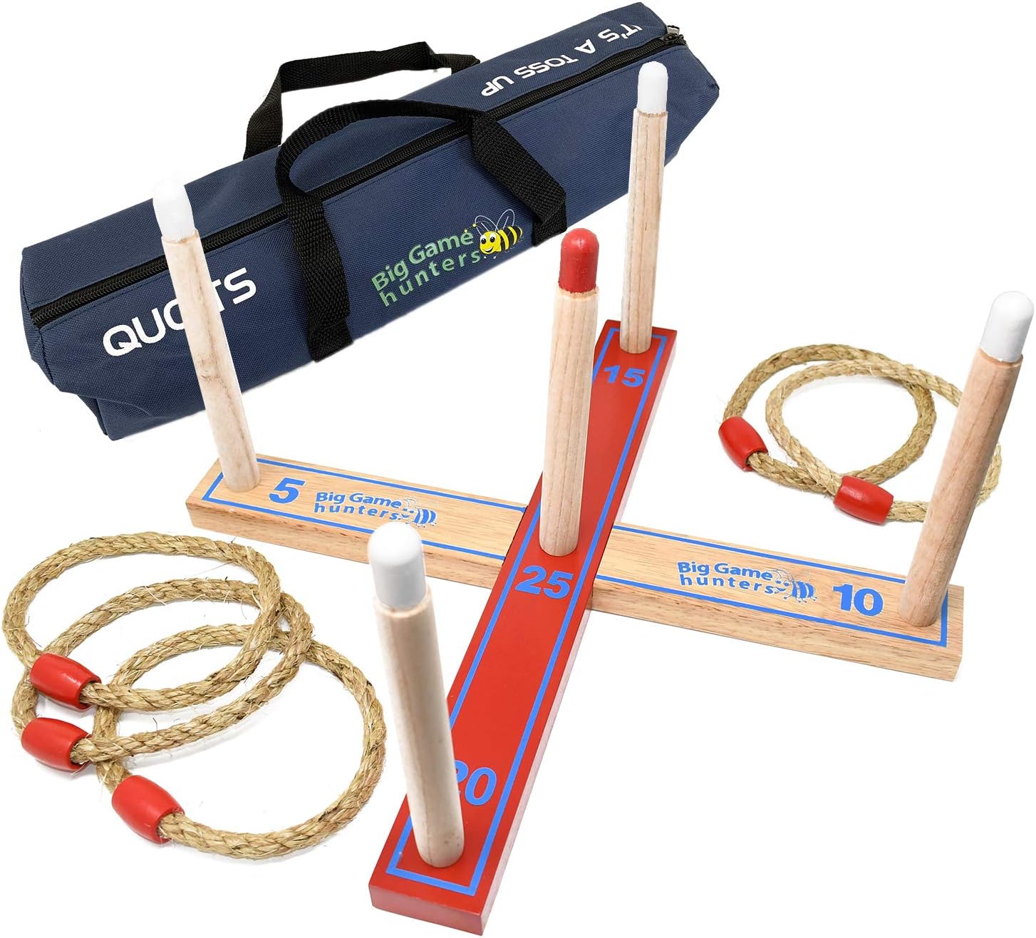 Woodside Garden Quoits Ring Toss Game, Outdoor Family Lawn Fun, 5 Rope ...