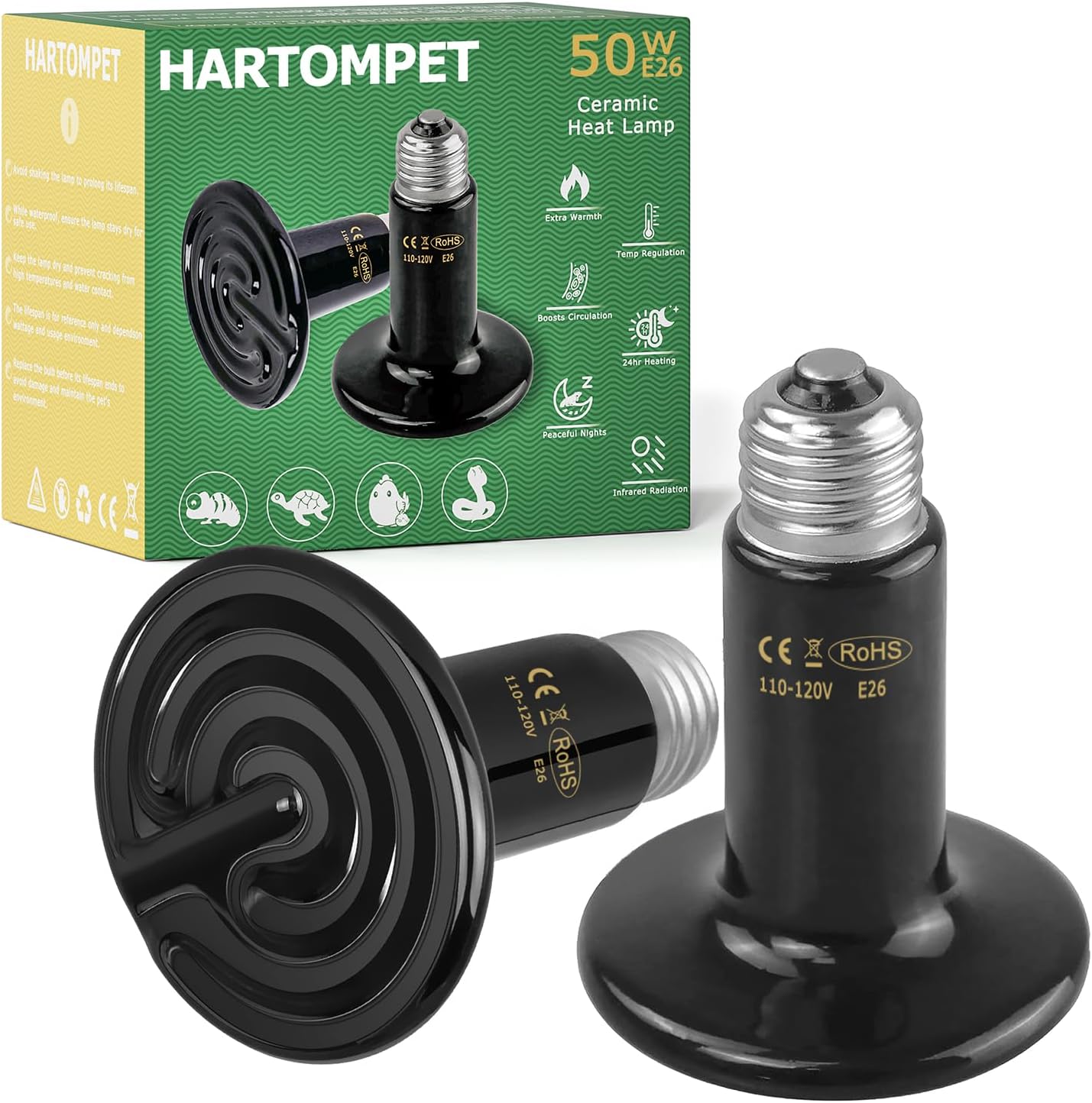 Amazon.com: Simple Deluxe 150W Ceramic Heat Emitter, Reptile Heat Lamp ...