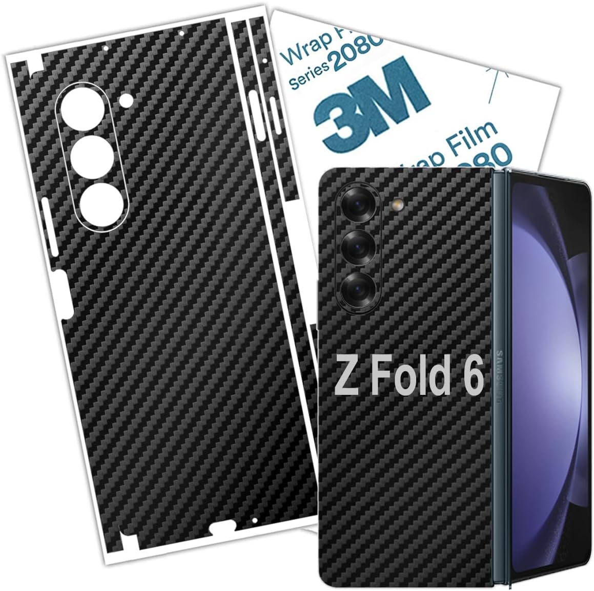 Amazon.com: Z Fold 6 Skin Wrap 3M Film Protective Carbon Fiber Back ...