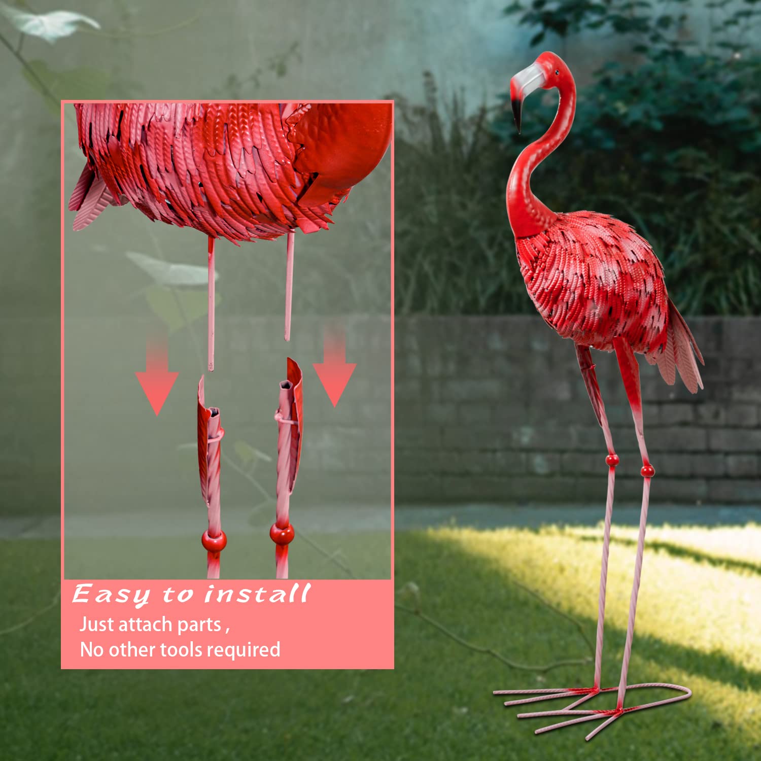 Snapklik.com : XONOR Metal Flamingo Garden Statues Large Red Flamingo ...