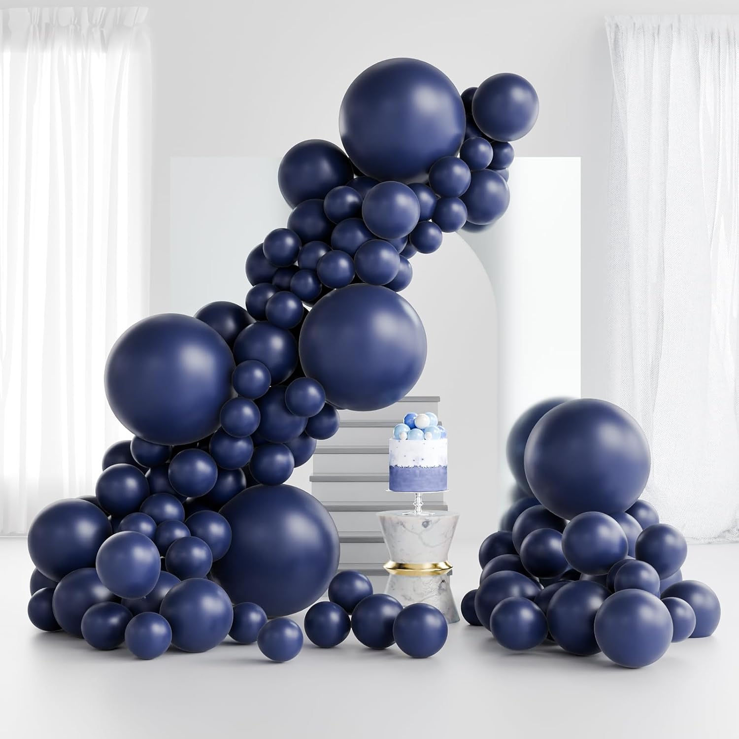 Amazon.com: RUBFAC 145pcs Navy Blue Balloons Latex Balloons 18 12 10 5 ...