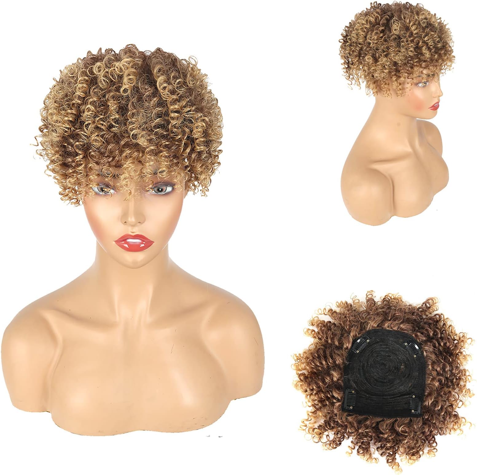 Amazon.com : Matthia Curly Hair Toppers Hair Pieces with Bangs for ...