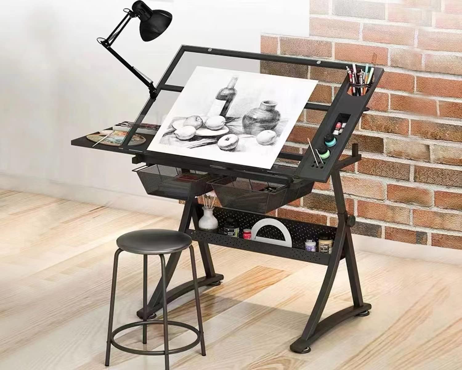Amazon.com: Futura Crafting, Drafting, Drawing Table with Adjustable ...