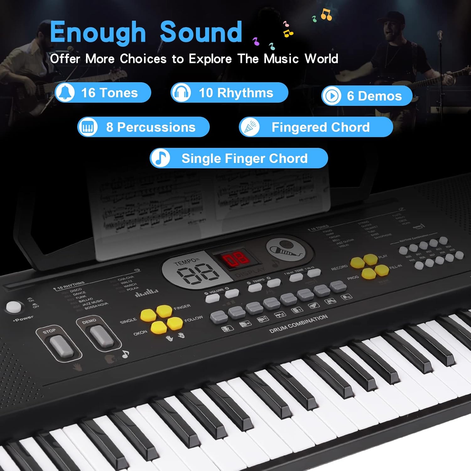 L&Y Kids Keyboard Piano 61 Keys, Electronic Music Piano Toys with Mic ...