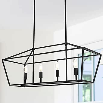 MELUXEM 4-Light Black Chandeliers Light Fixture Over Table Ceiling ...