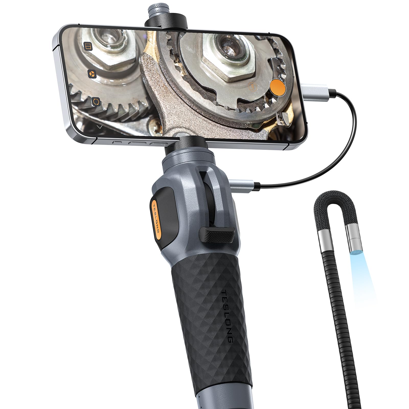 Teslong Two-Way Articulating Borescope with Light, USB-C Endoscope ...