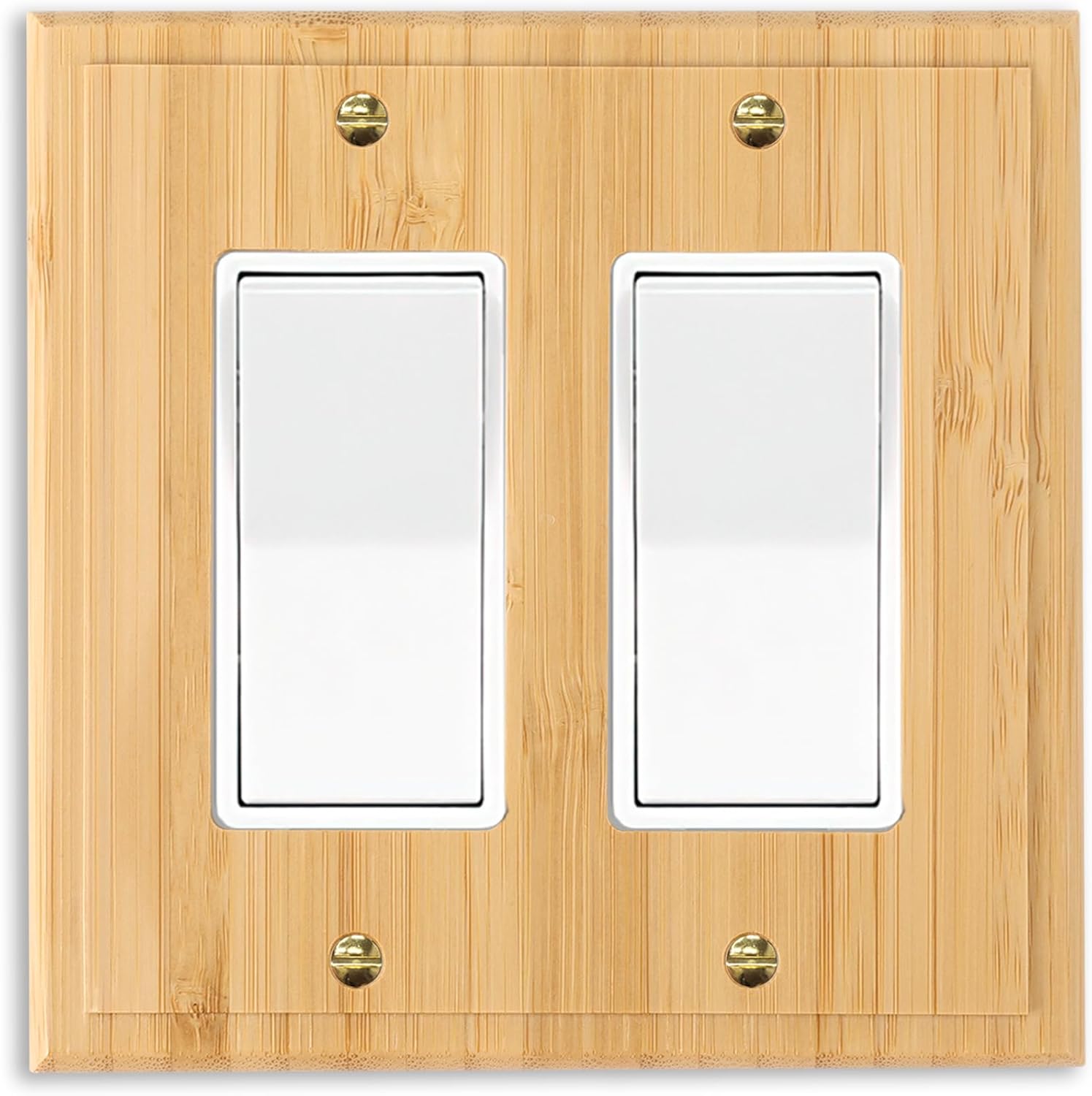 Solid Wood Double Rocker Light Switch Plate 4.8" X 4.8" Bamboo Light ...