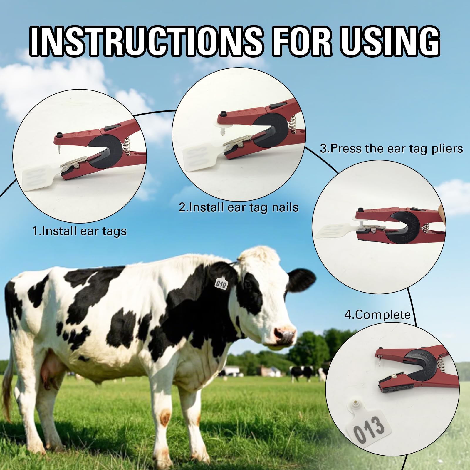 Snapklik.com : Cattle Ear Tags 001-100 Number Plastic Livestock Animal ...