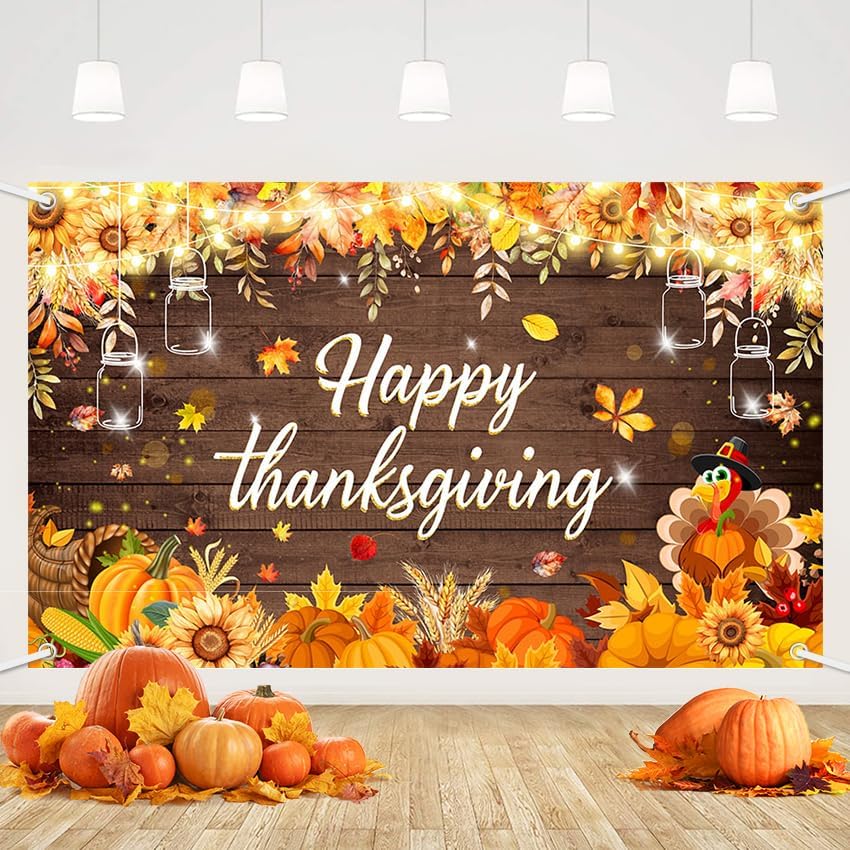 Amazon.com : MEHOFOND Fall Happy Thanksgiving Party Backdrop Autumn ...