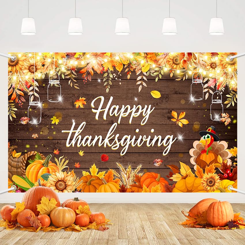 Amazon.com : MEHOFOND Fall Happy Thanksgiving Party Backdrop Autumn ...