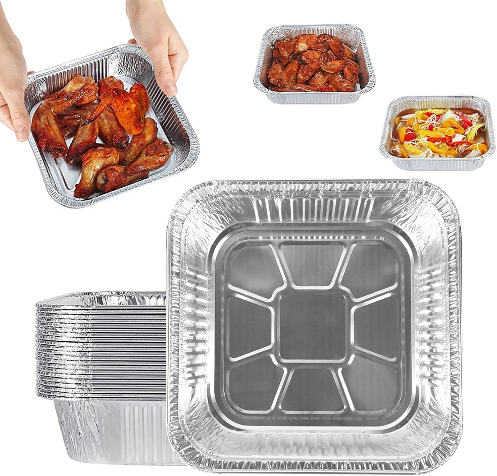 Lotvic 30 Packs Aluminum Foil Trays - 8 Inch Square Baking Containers ...