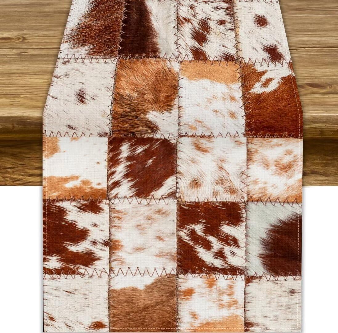 Amazon.com: JanJCurt Cowhide Table Runner, Farmhouse Animal Cattle ...