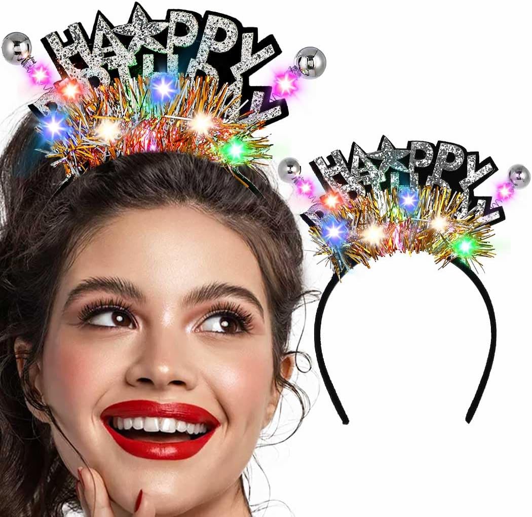 Amazon.com: Metisee Light Up Birthday Headbands LED Happy Birthday ...