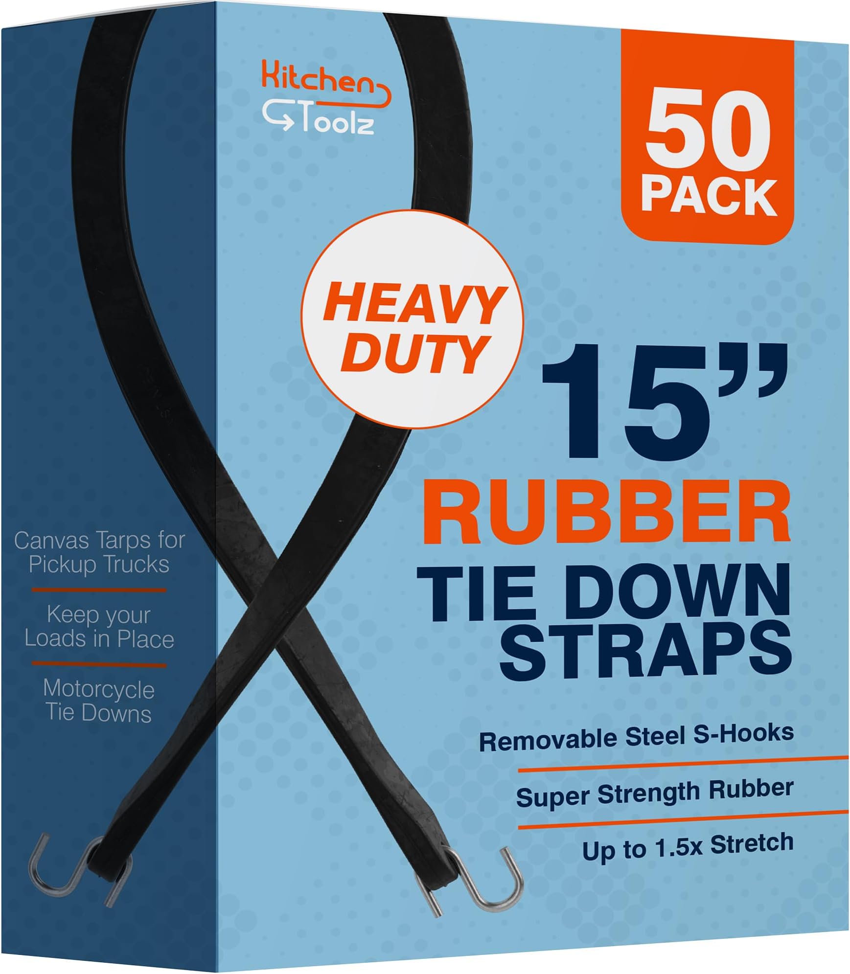 TUMAX 30PCS 15" Rubber Tarp Straps with 150% Max Stretch, 100% EPDM ...