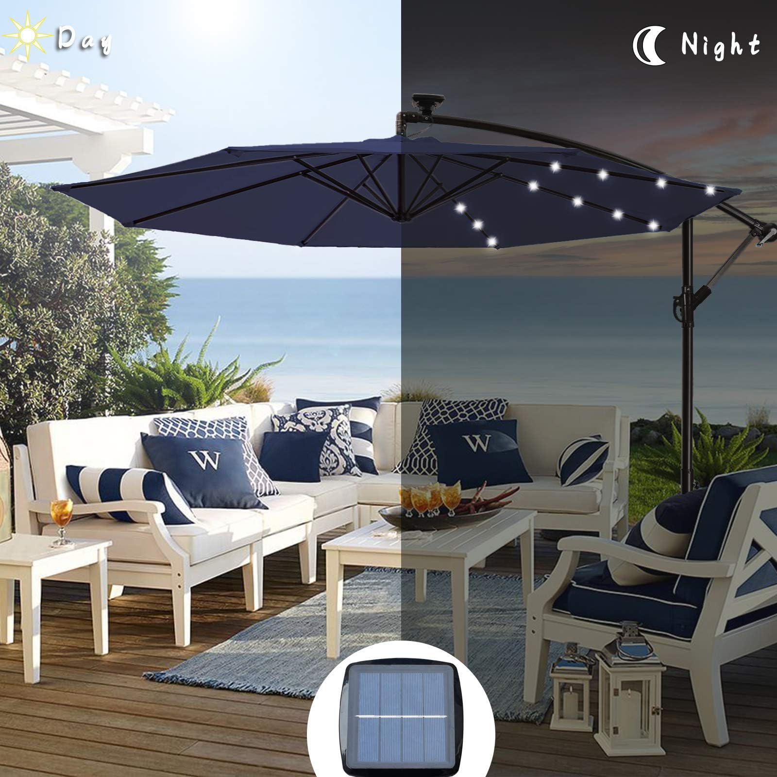 Snapklik.com : SUNLAX Solar Offset Umbrella, 10ft Cantilever Hanging ...