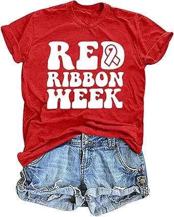 Red Ribbon Week Awareness Shirt - Women's Graphic Tees - Prevention ...