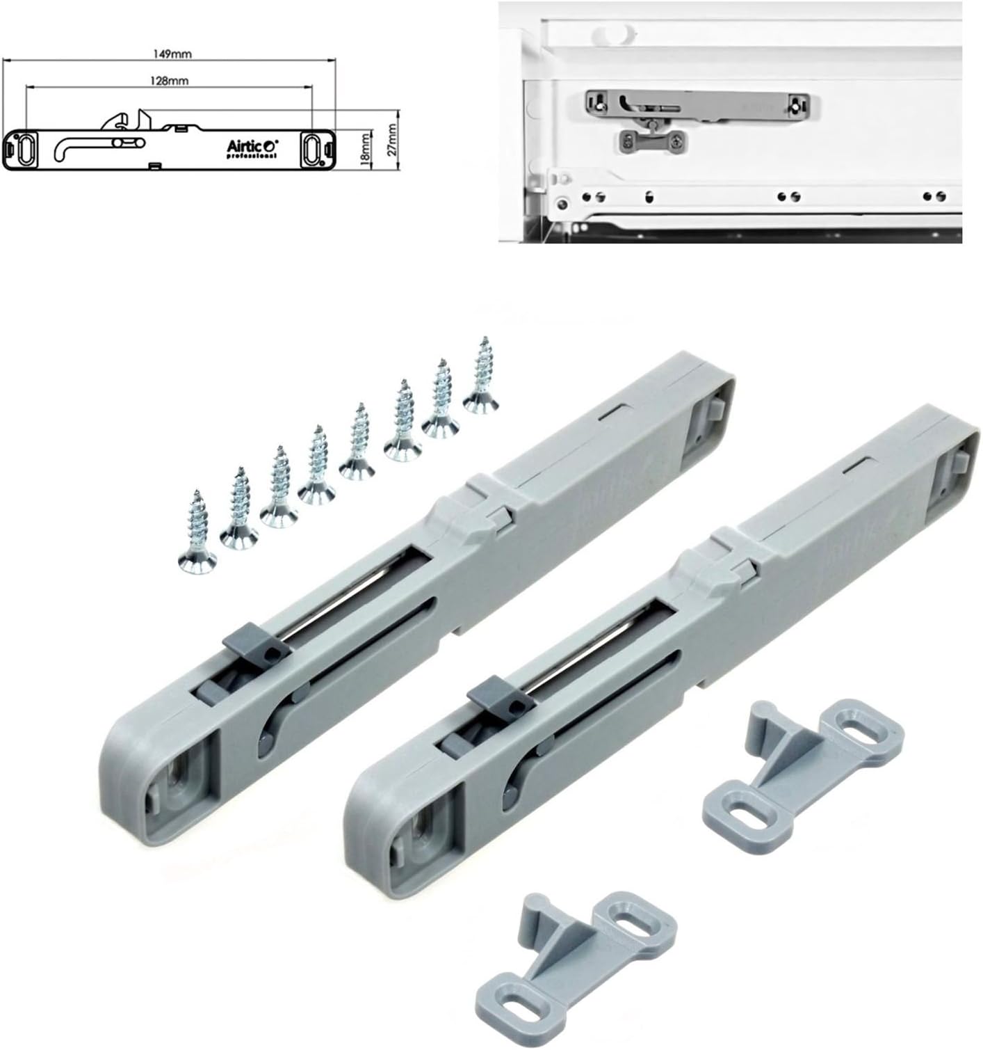 Soft Close Drawer Damper Mechanism for Roller Drawer Runners : Amazon ...