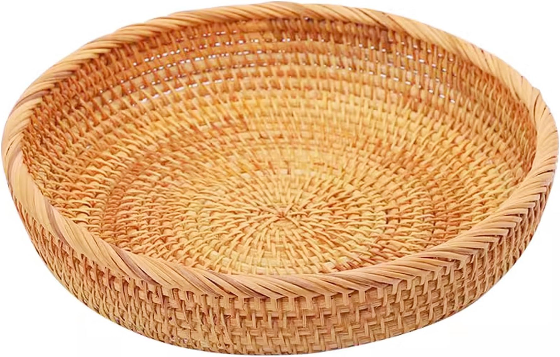 Amazon.com: I-LAN Natural Rattan Round Serving Basket For Display and ...