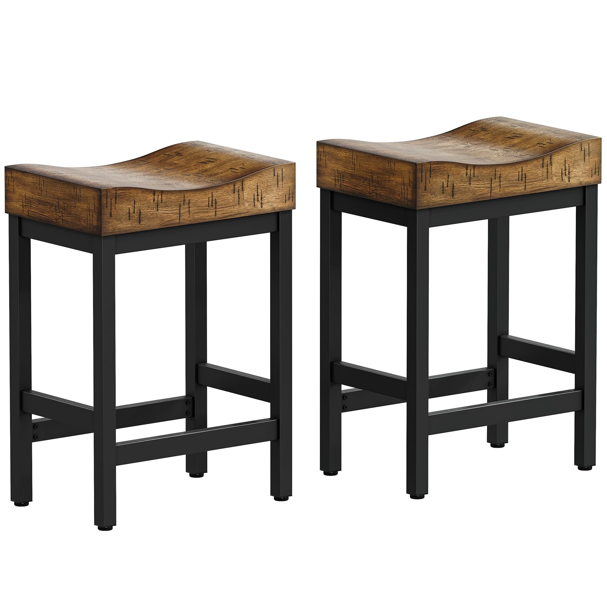 IDEALHOUSE Bar Stools, Set of 2-Counter Height Stools, 25 Inch Saddle ...