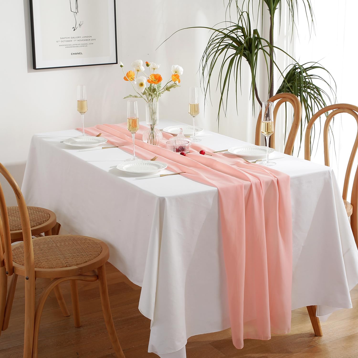 Amazon.com: KINBOSD 1pc 10ft Dark Pink Chiffon Table Runner 27x120 ...