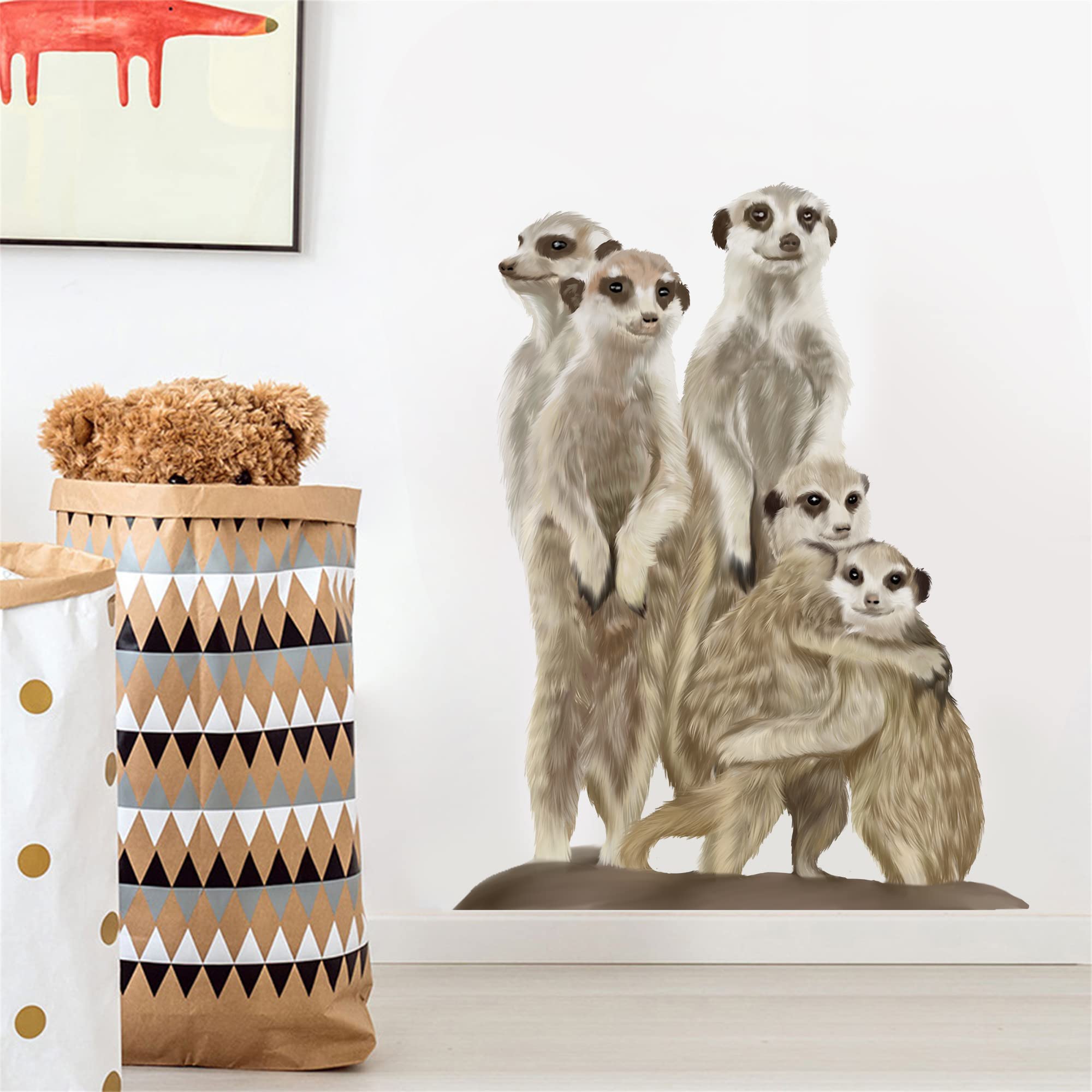 Amazon.com: RoyoLam Lifelike A Group of Meerkats Wall Decal Nursery ...