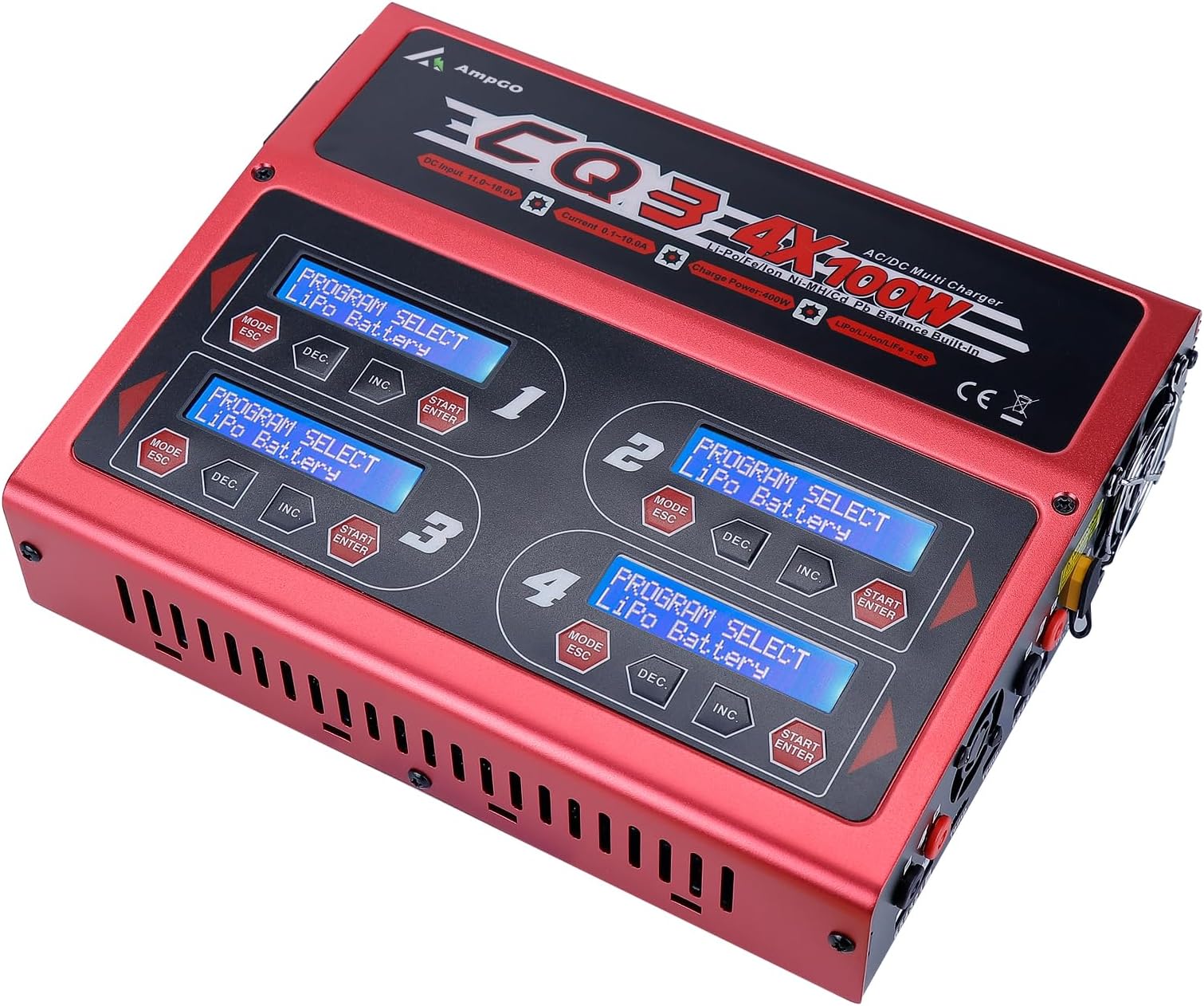 Amazon.com: AmpGO 100Wx4/10Ax4 RC LiPo Charger Discharger 4CH ...