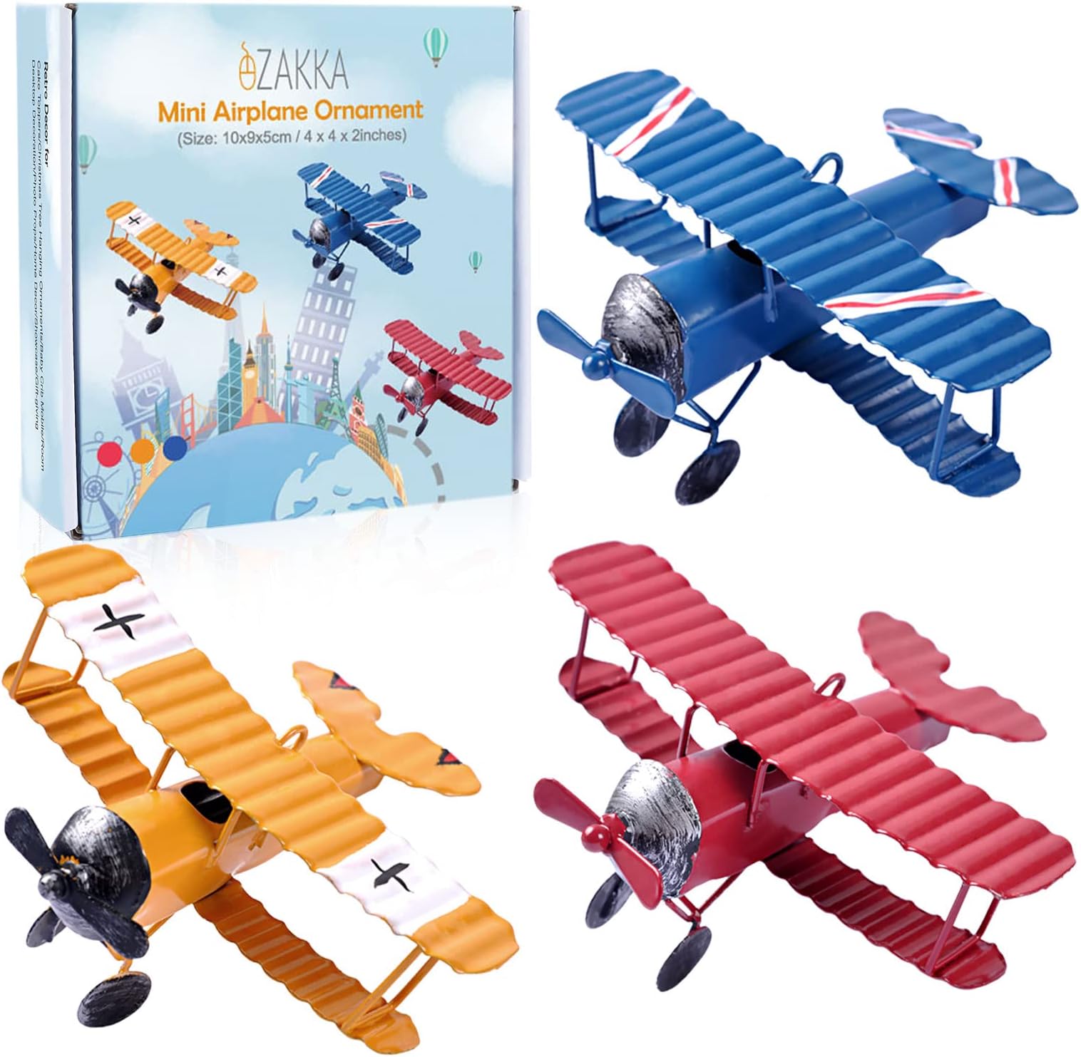 Amazon.com: TOYANDONA Toy Airplane 2pcs Vintage Metal Planes Model Iron ...