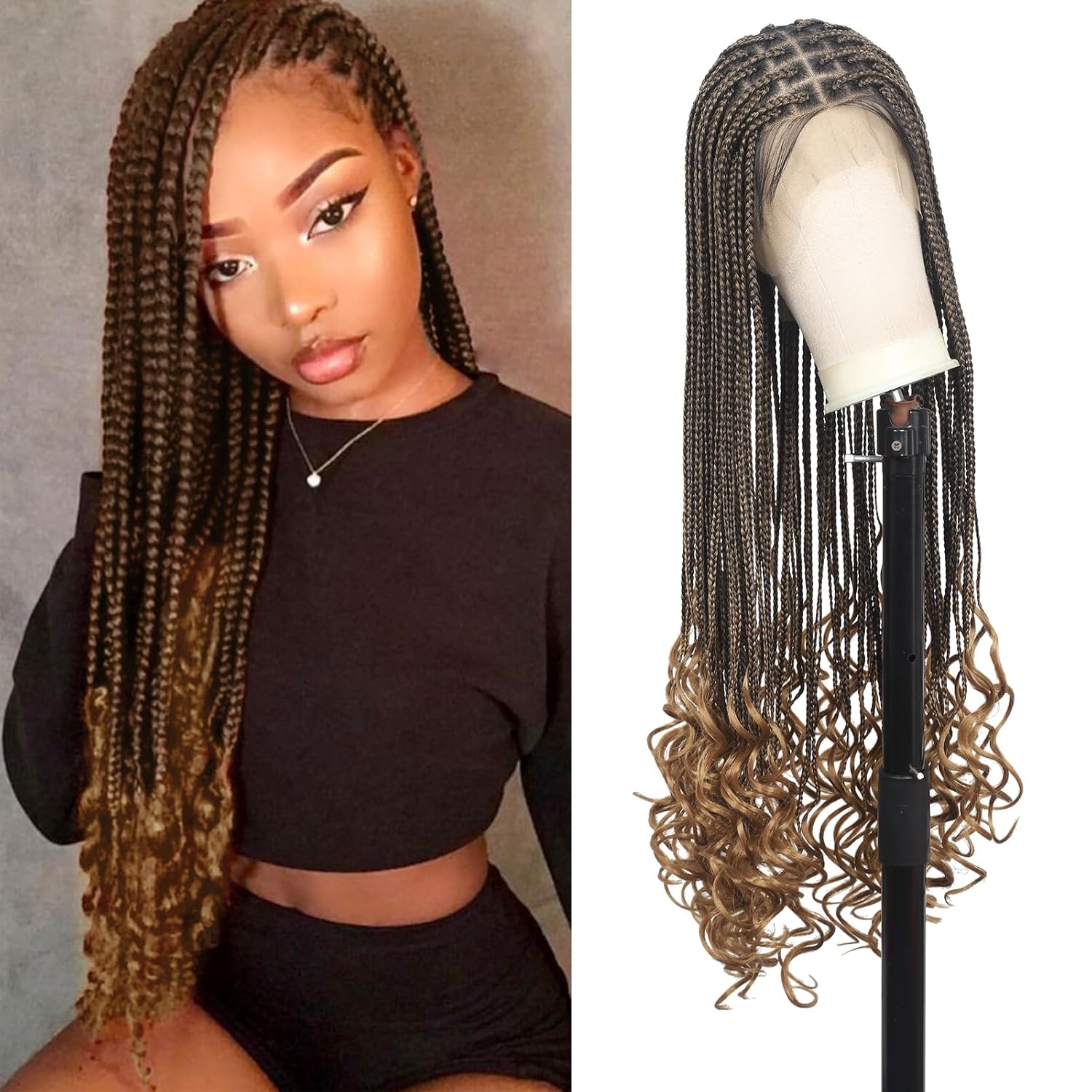 Amazon.com : Kalyss Full Double Lace Front Braided Wigs for Women ...