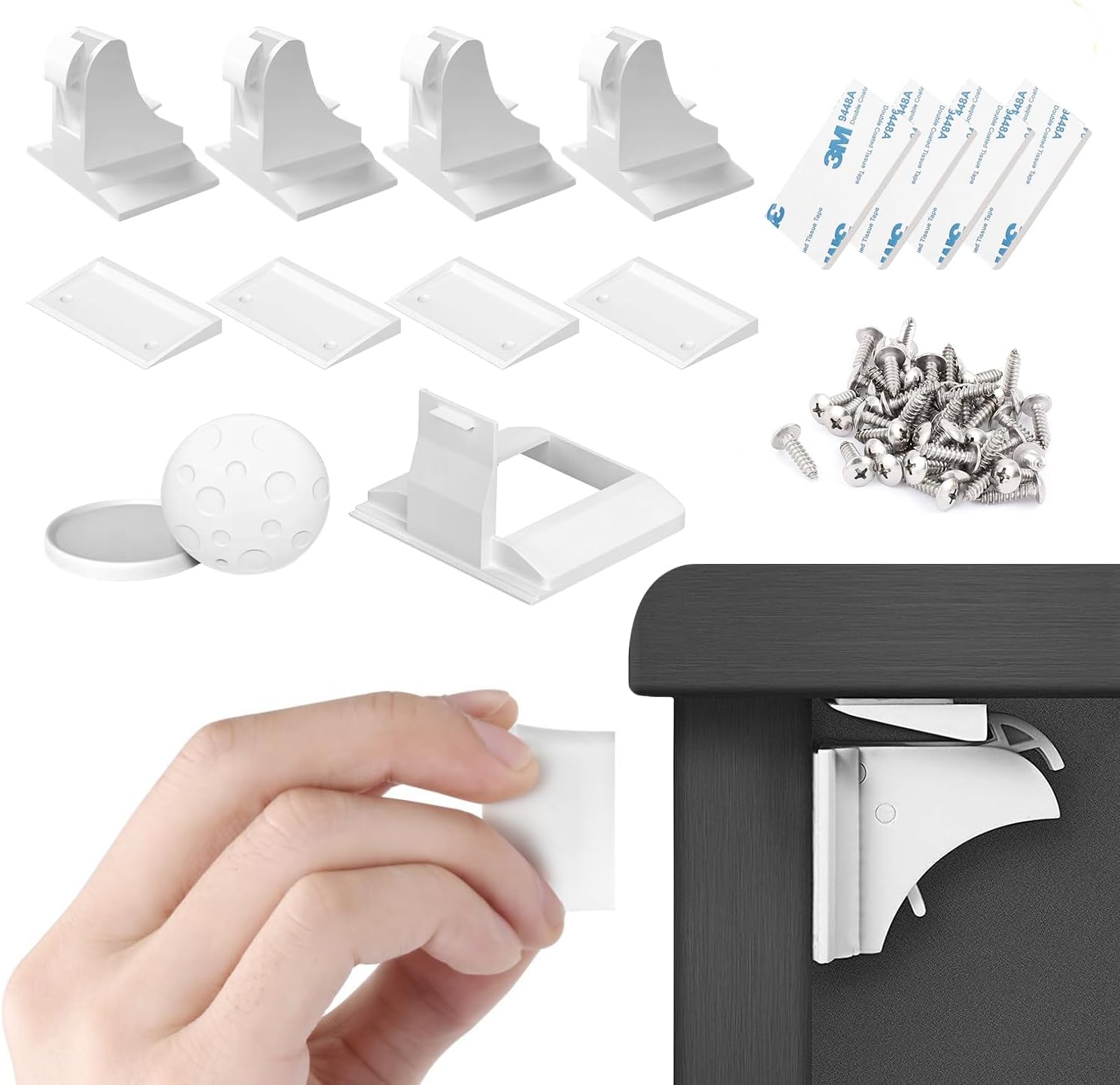 Q Lines® Magnetic Cupboard Locks for Children (4-Locks + 1 Key) - Child ...