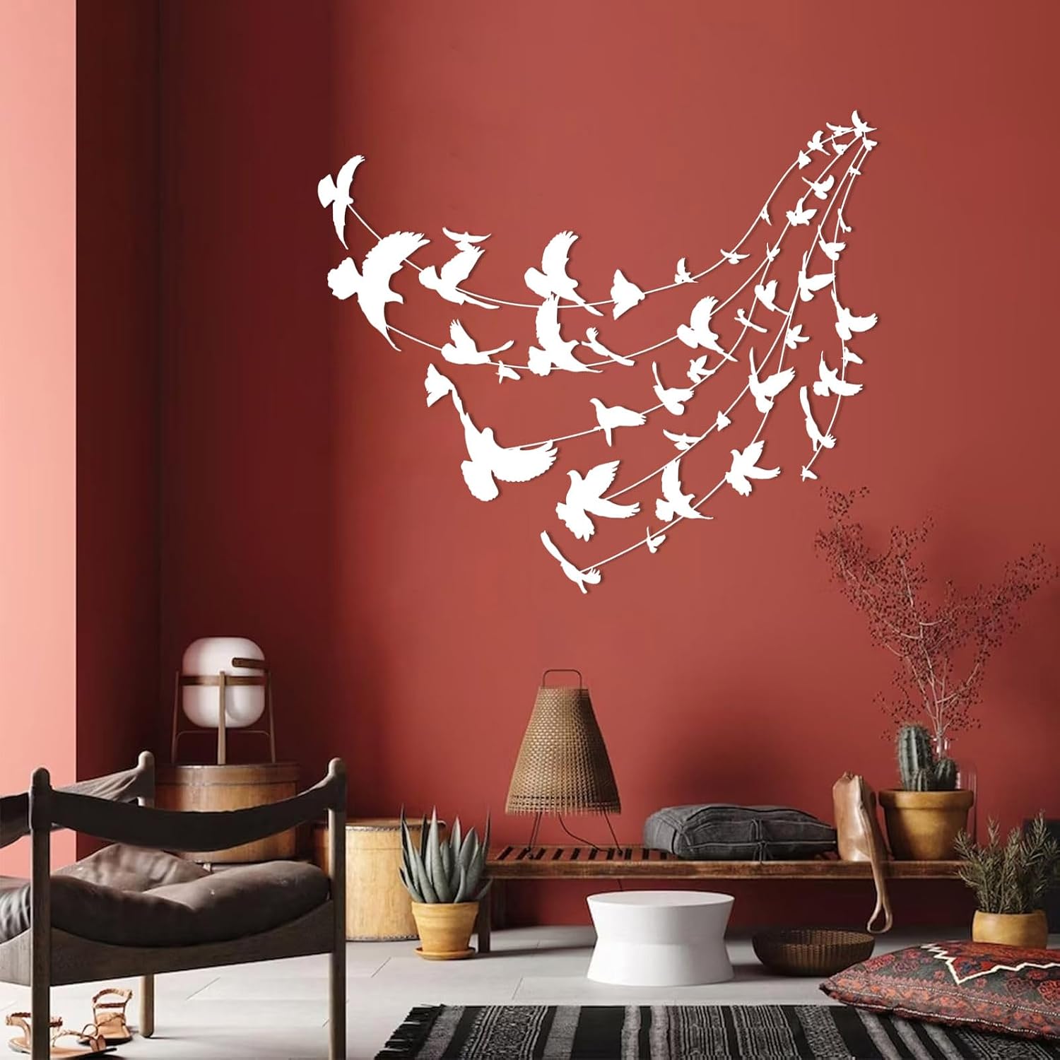 Amazon.com: Metal Flock of Birds Wall Art, Flying Birds Metal Wall Art ...