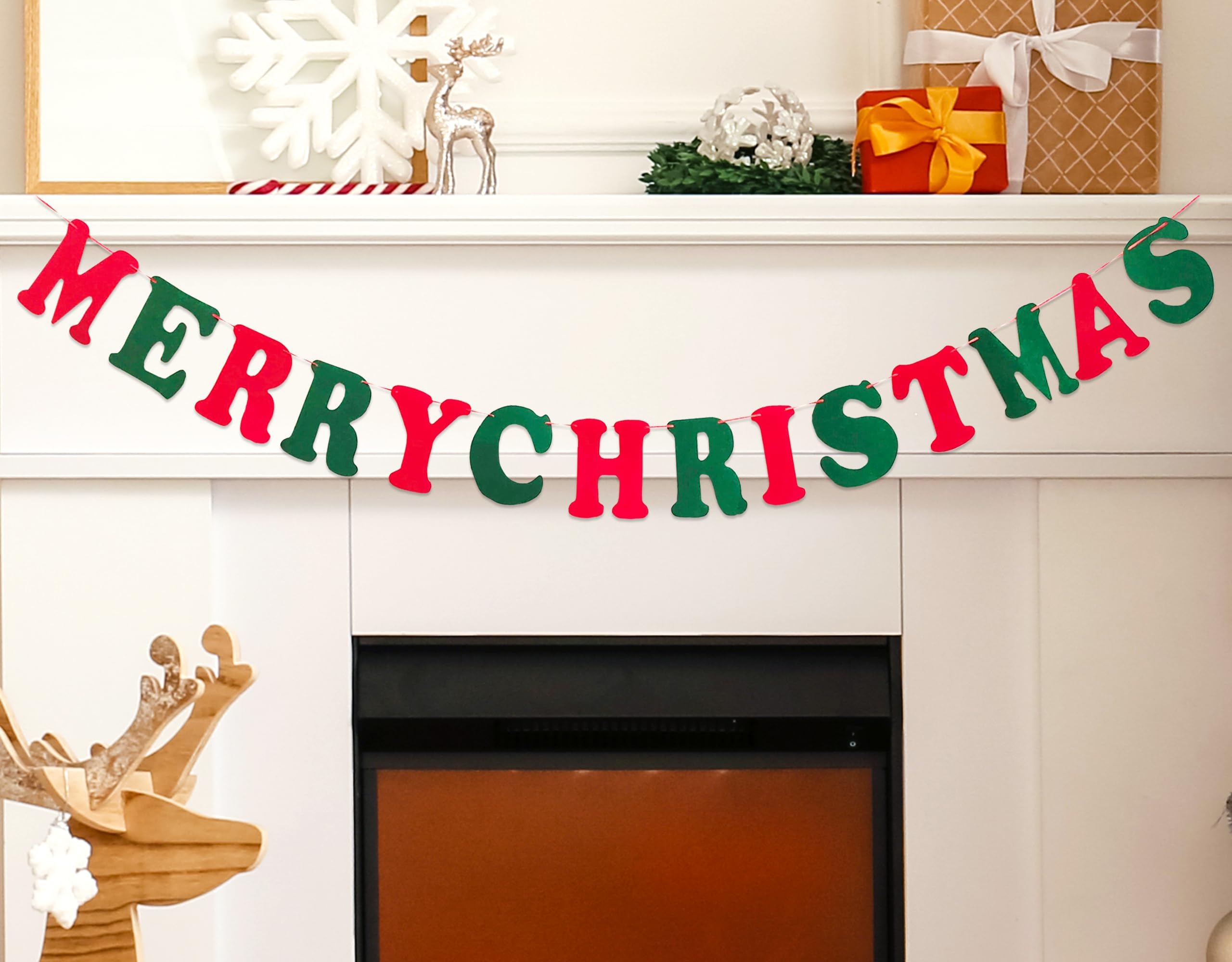 Amazon.com: Merry Christmas Banner, Glittery Christmas Decorations ...