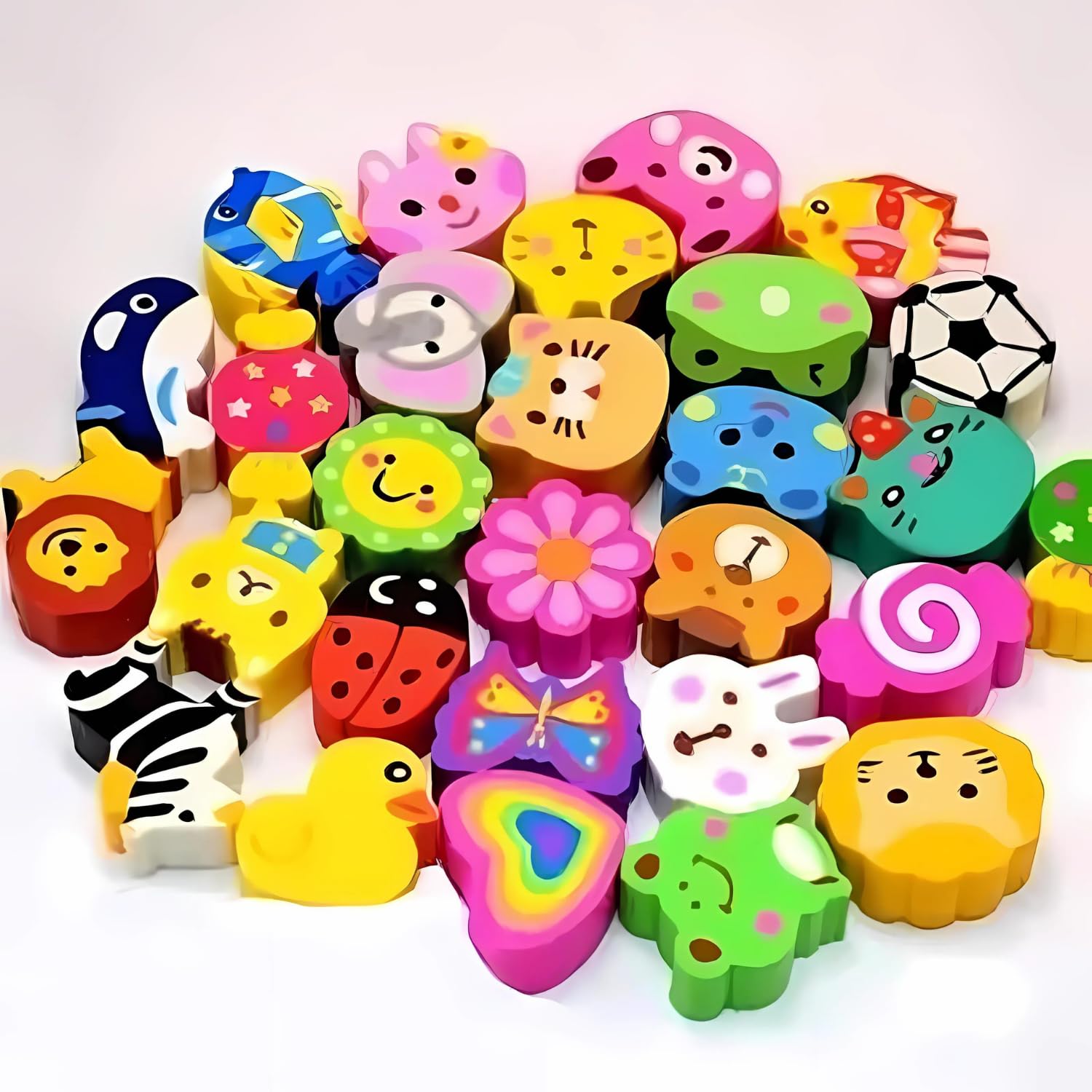 IncyWincy Cute Cartoon Mini Erasers (Pack of 100) - Funny Shaped ...