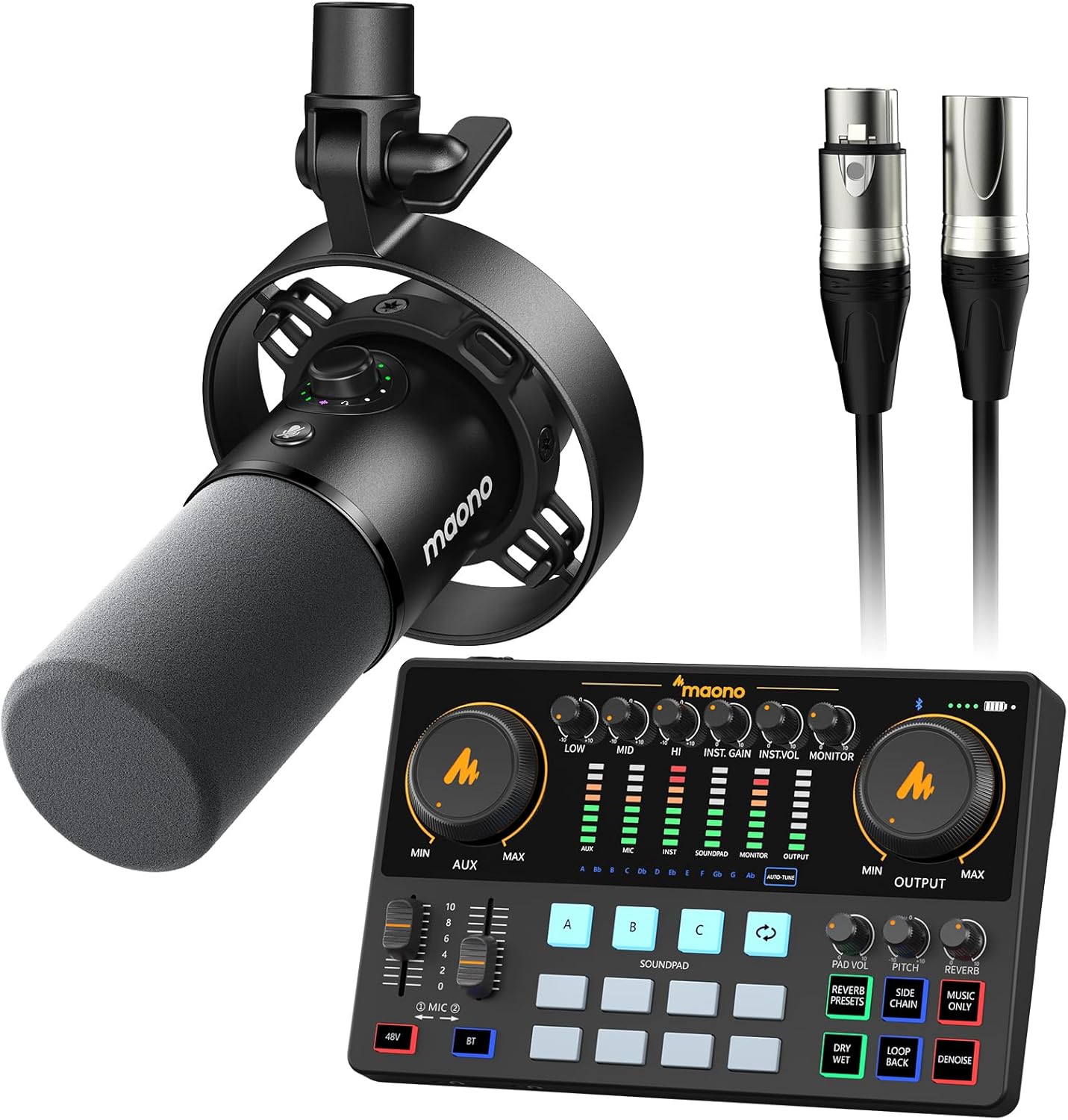 Amazon.com: MAONO Podcast Equipment Bundle: USB XLR Dynamic Microphone and Audio Interface for ...