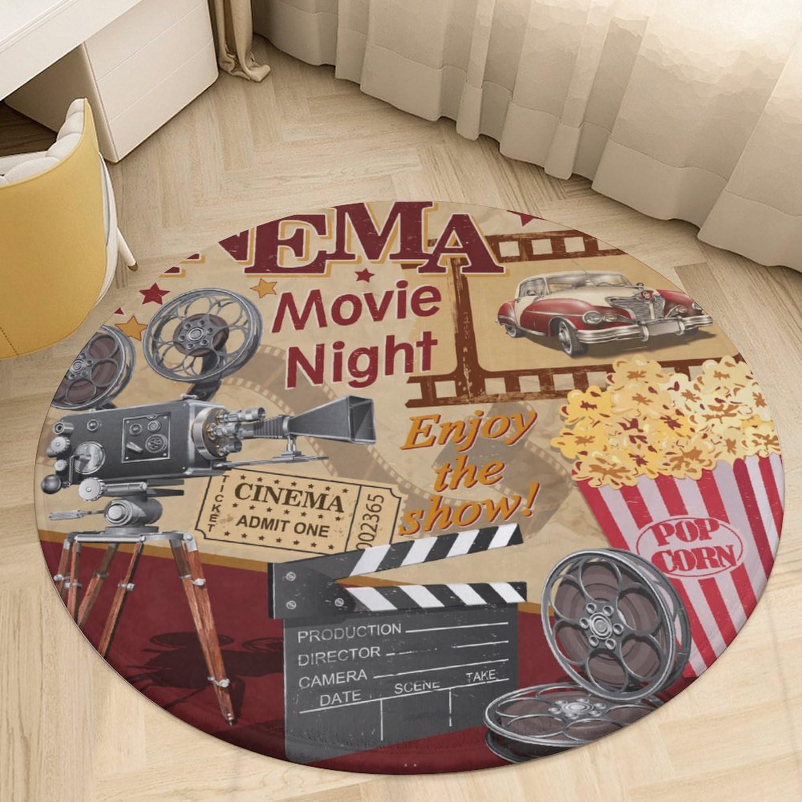 Amazon.com: velumair Movie Theater Round Carpet Popcorn Round Rugs ...