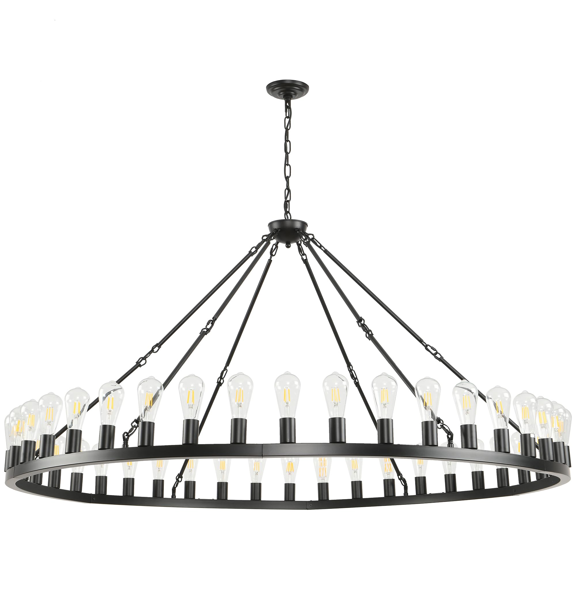 extra large wagon wheel chandelier farmhouse 64" 42-Light black ...