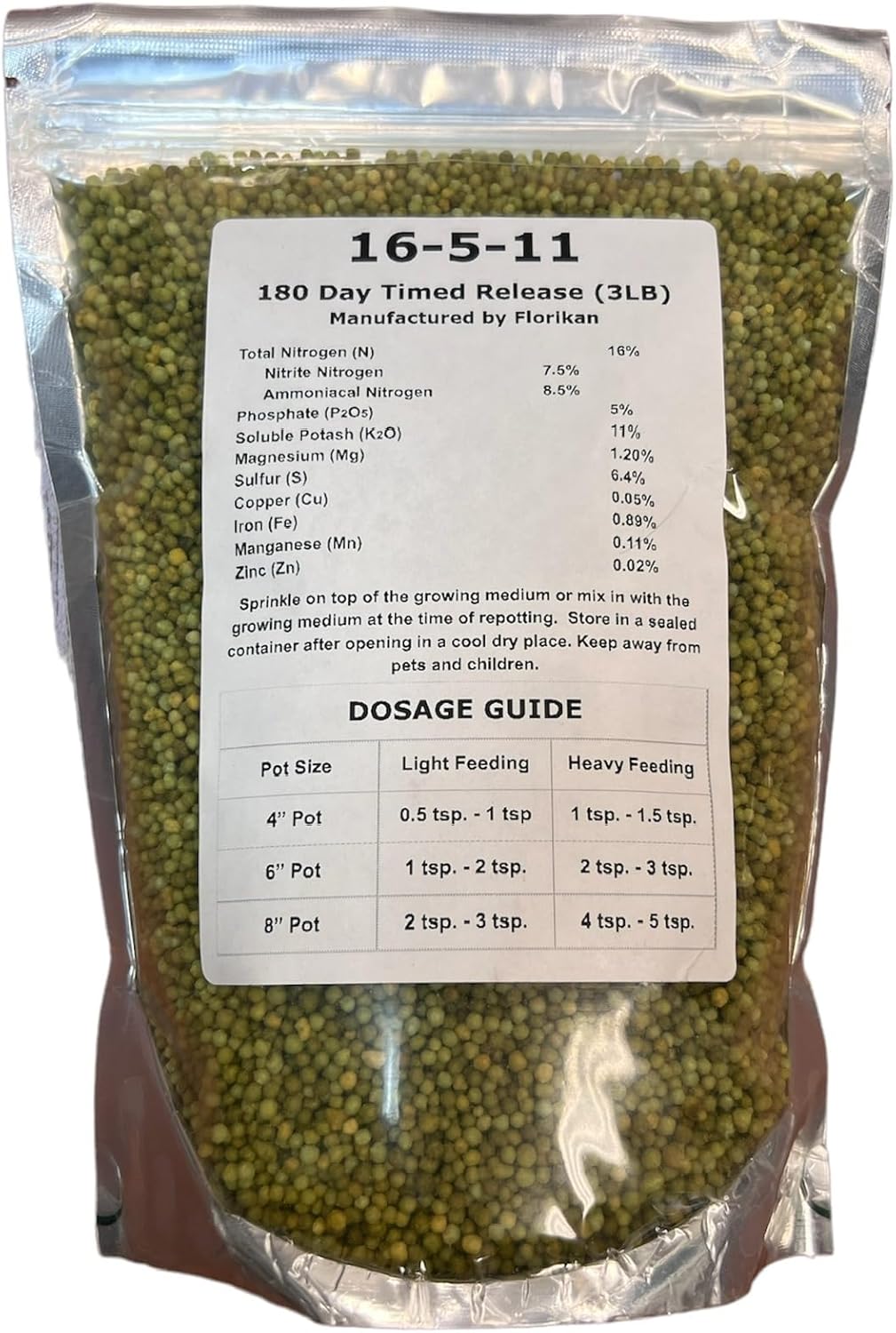 Amazon.com : Tezula Plants Florikan 16-5-11 NPK MAX 180 Day Timed ...