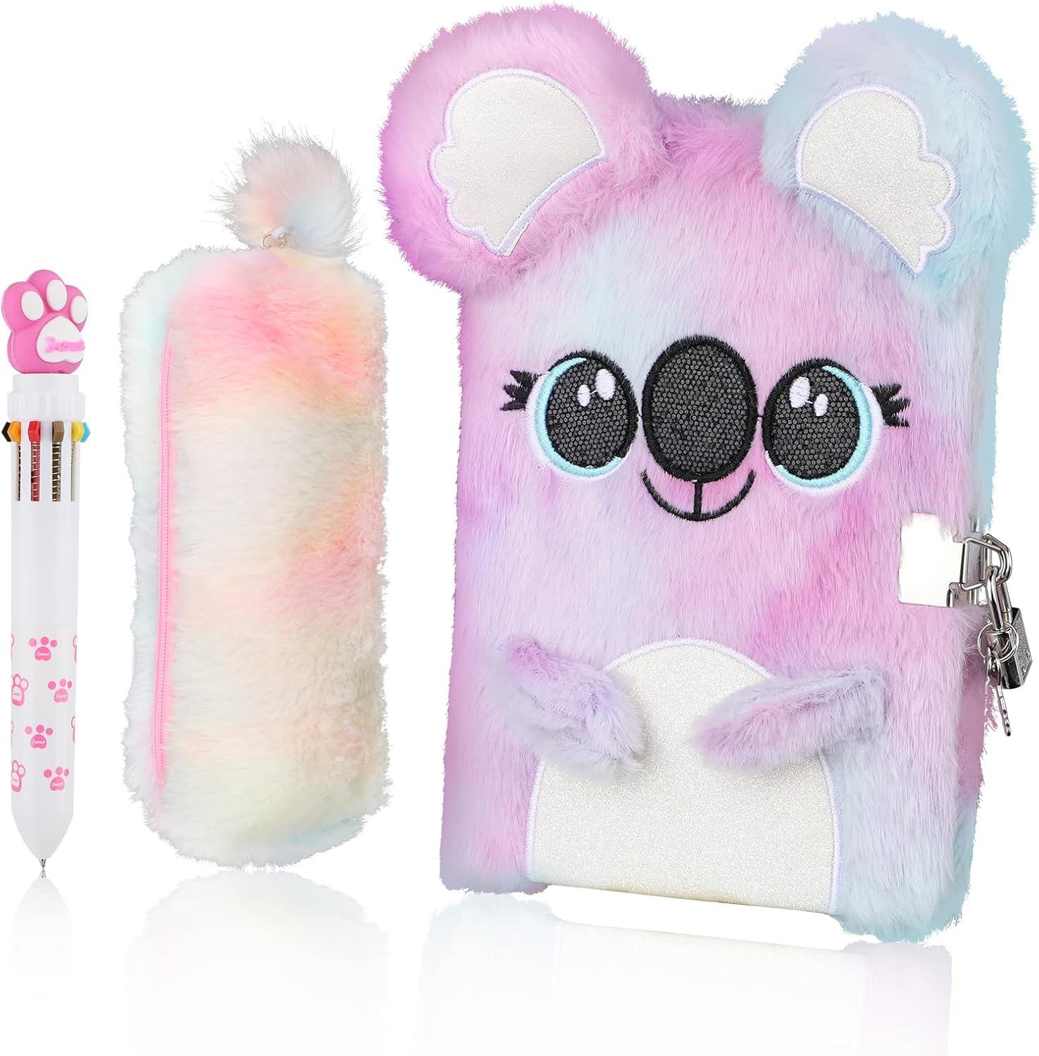 Amazon.com: Plush Diary with Lock and Key for Girls, Fluffy Cute Lock ...