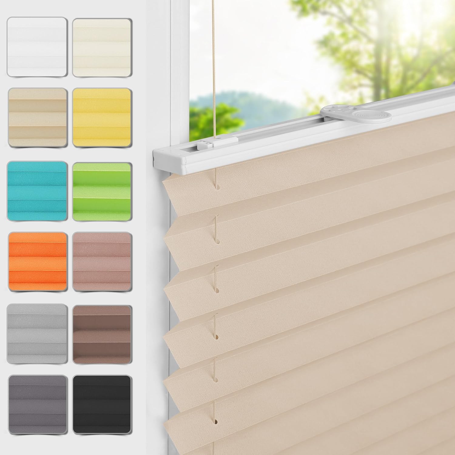 Amazon.de: Plissee ohne Bohren Klemmfix 35x80cm Creme Faltrollo ...