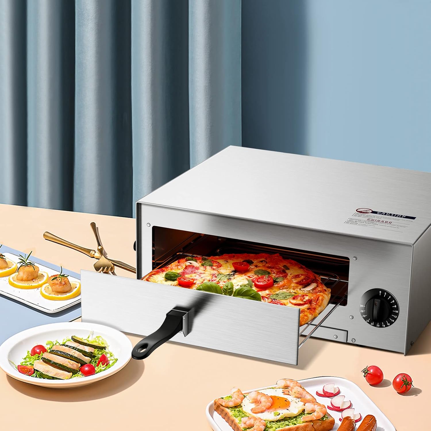 Amazon.com: S AFSTAR 1450W Electric Pizza Oven, Stainless Steel Pizza ...