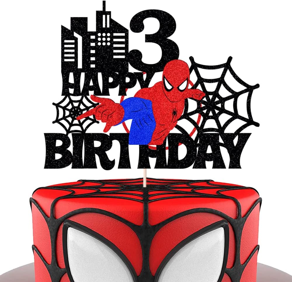 Spider Happy 3th Birthday Cake Topper-Spider Birthday Cake Decoration ...