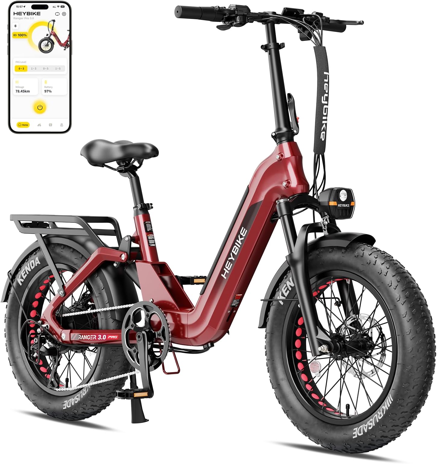 Heybike Ranger Foldable Electric Bike For Adults 1200w 1800w Peak ...
