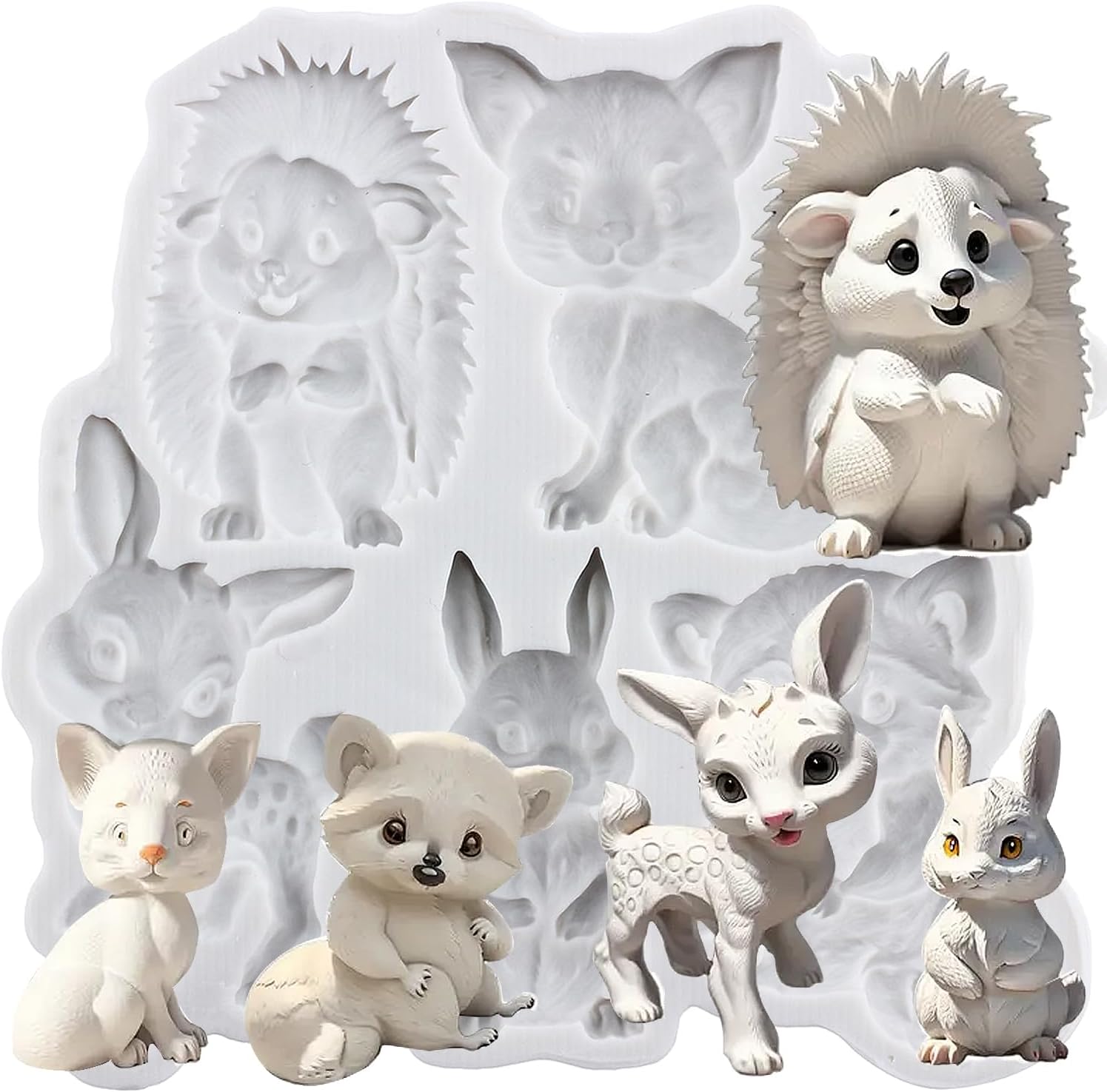 Amazon.com: Lingzhi Animal Themed Fondant Molds Fox Squirrel Rabbit ...