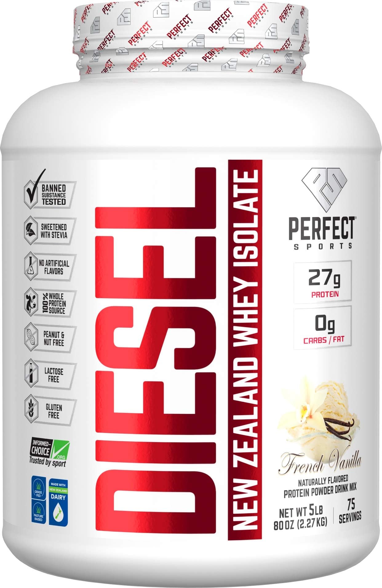 Amazon.com: PERFECT SPORTS Diesel 100% New Zealand Whey Isolate - 5lbs ...