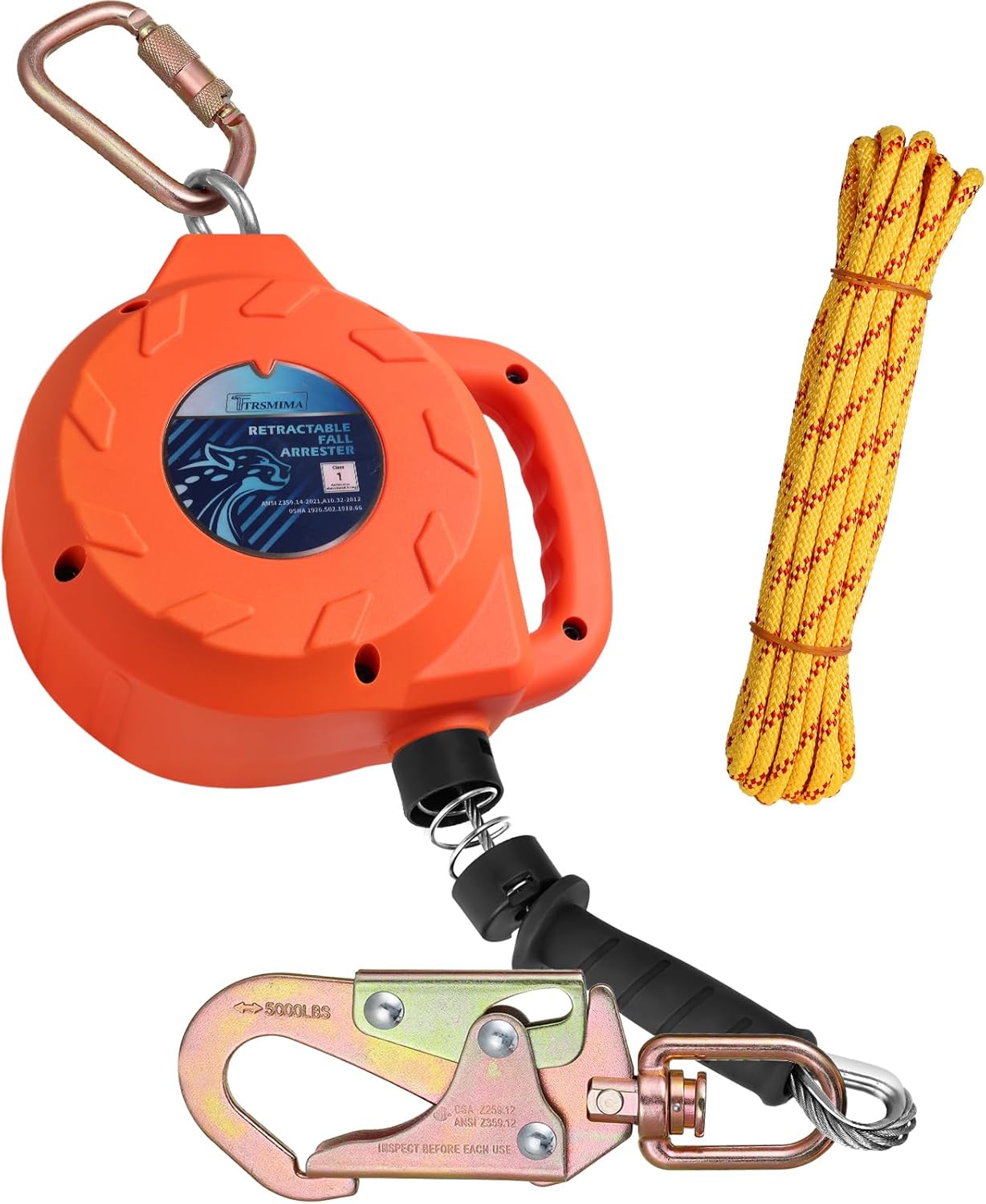 Amazon.com: TRSMIMA Fall Protection Retractable Lanyard - 30ft Self ...
