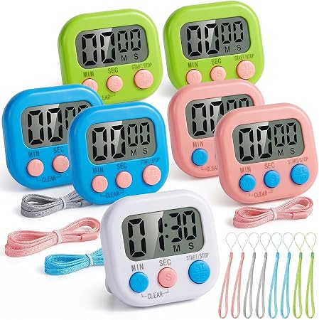 8-Pack Kids Digital Timer With 8 pcs Lanyard - Digital Timer Countdown ...