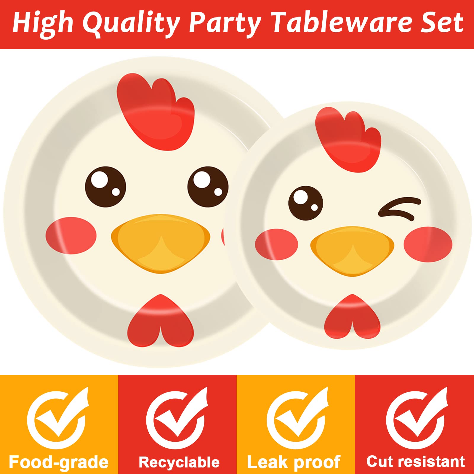 Snapklik.com : Gisgfim 96 Pcs Chicken Birthday Party Supplies Paper ...